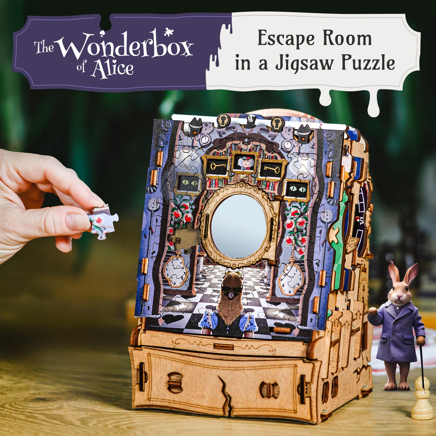 Cluepuzzle Wonderbox of Alice - Jigsaw puzzle box – iDventure Puzzles